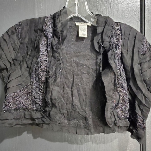 Sharagano | Jackets & Coats | Black Sheer Short Sleeve Cape | Poshmark